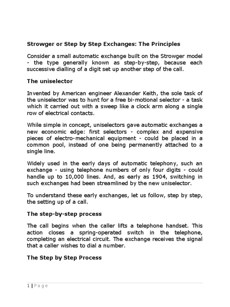 Strowger or Step by Step Exchanges | PDF | Telephone Exchange | Oral ...