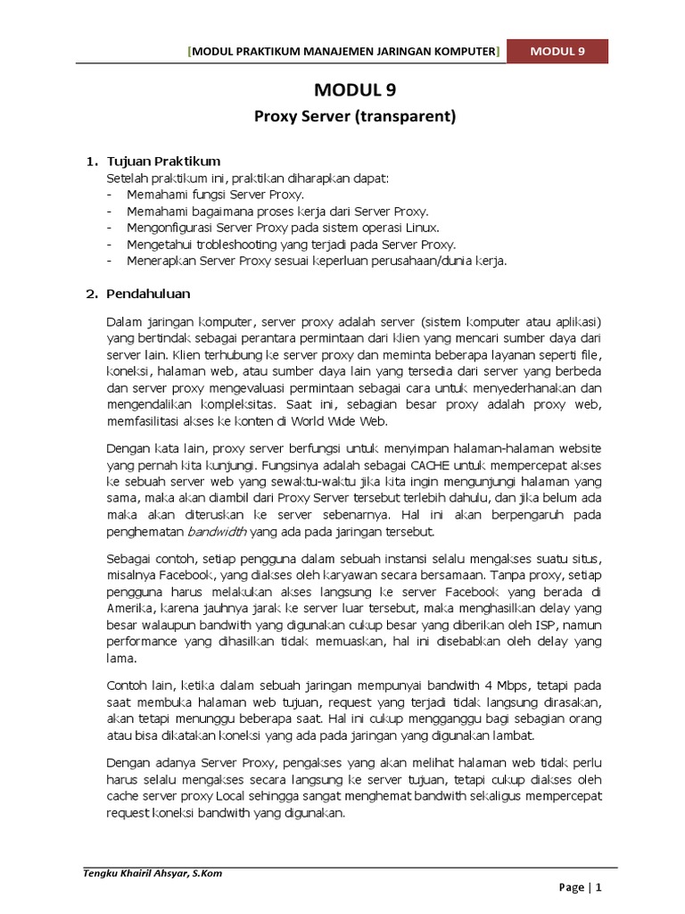 Modul Praktikum Manja - 9 - Proxy Server | PDF