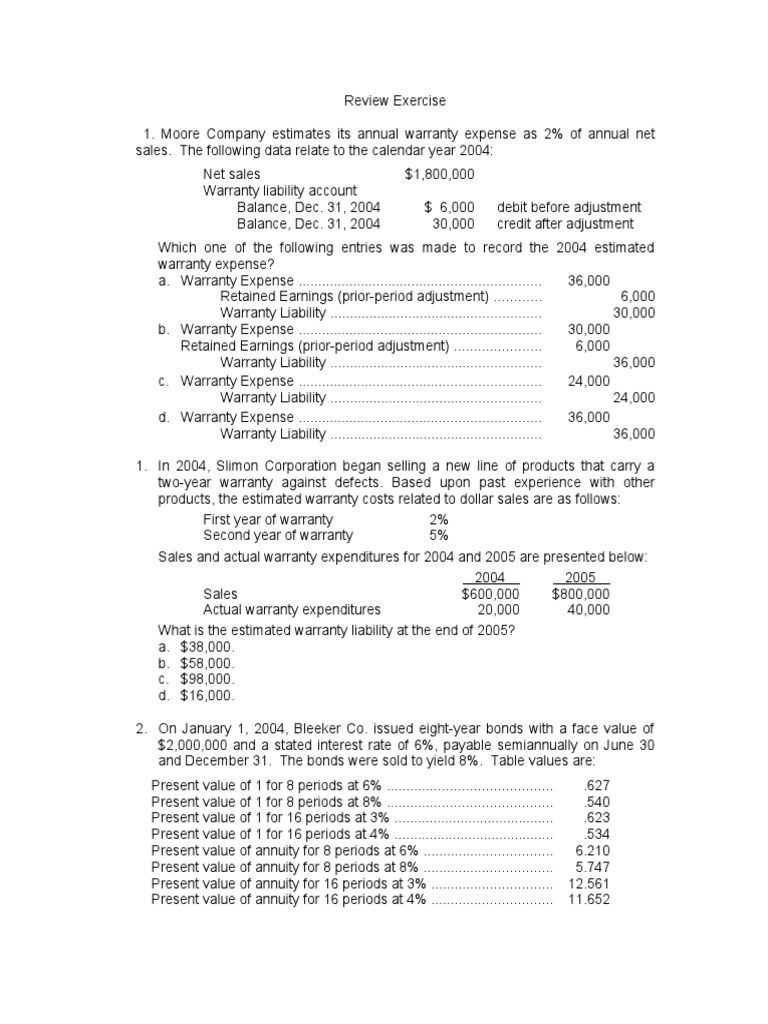 Accounting Review Exercises | PDF | Finance & Money Management