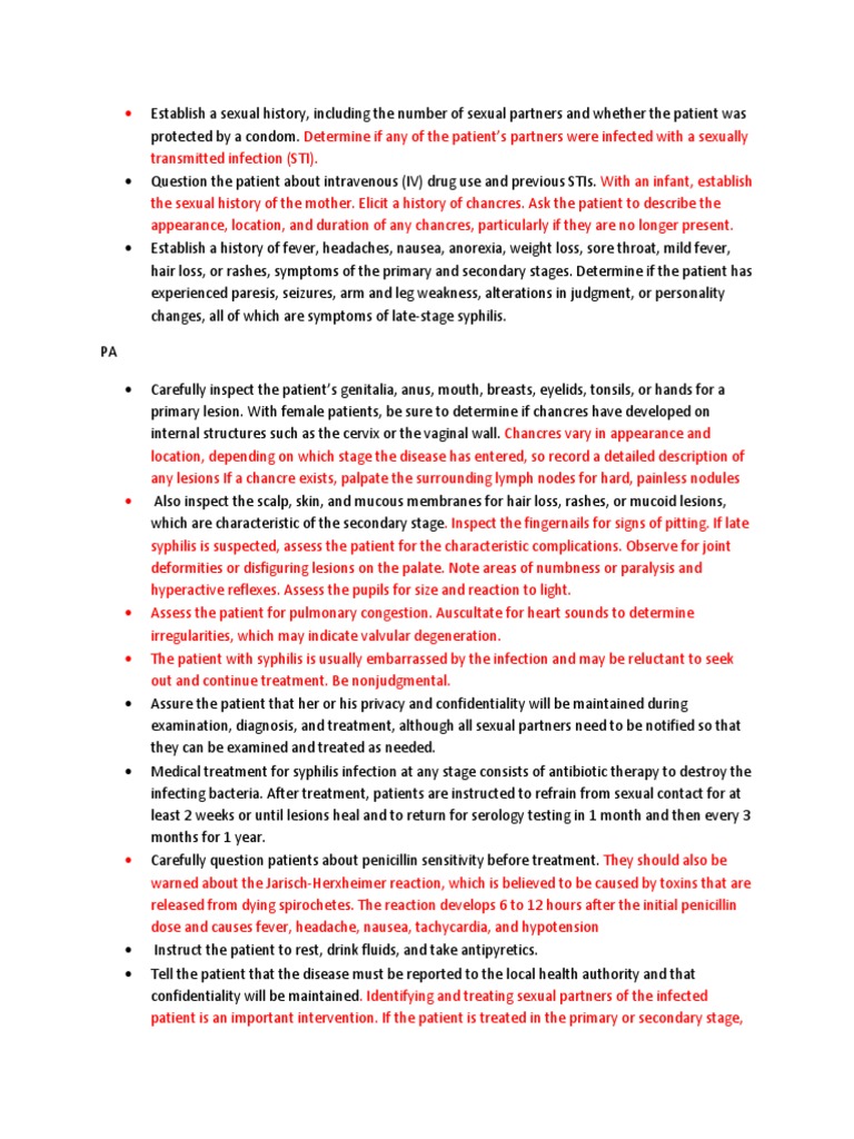 Syphilis Nursing Management | Safe Sex | Infection