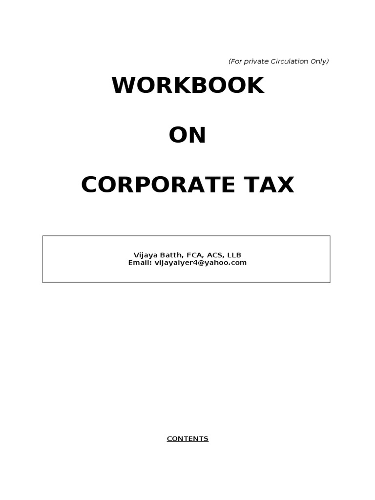 Workbook On Corporate Tax | PDF | Income Tax In India | Capital Gains Tax