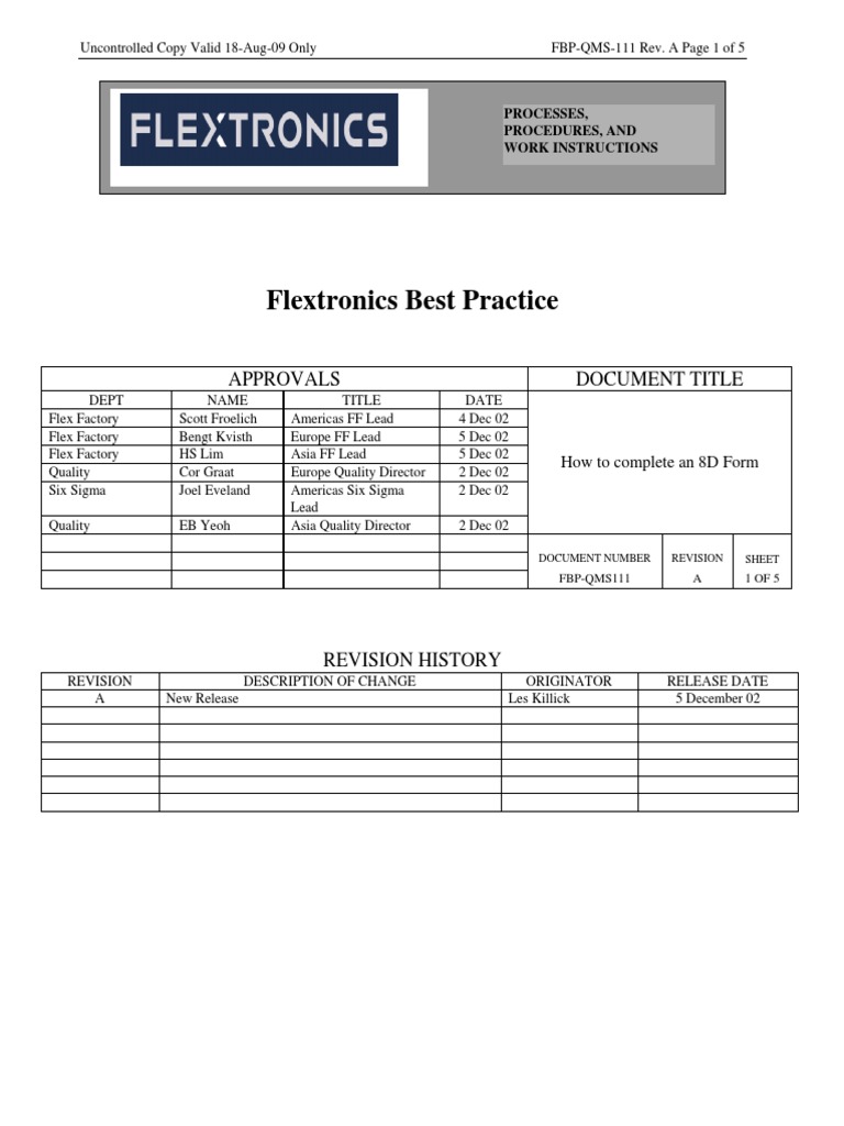 FBP-QMS111-Rev A How To Complete 8D Form | PDF | Causality | Business