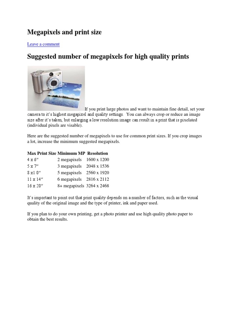 Mega Piccells and Print Size | PDF | Computers