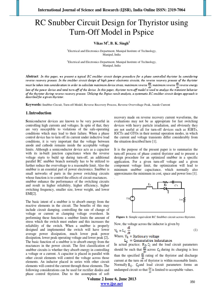 RC Snubber Circuit Design For Thyristor Using Turn-Off Model in Pspice ...