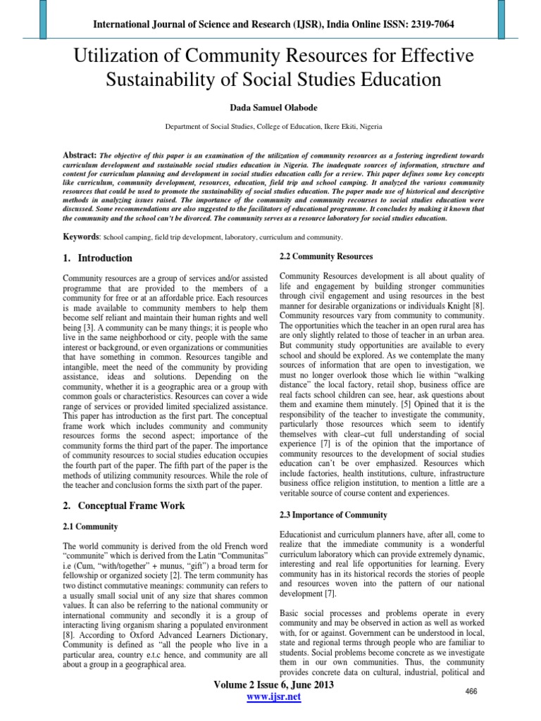 Community Resources in Education | PDF | Community | Social Group