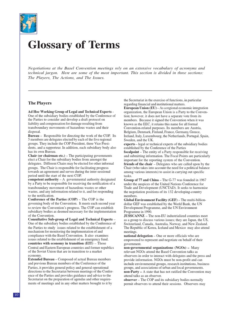 Glossary of Terms: The Players | Download Free PDF | Waste Management ...