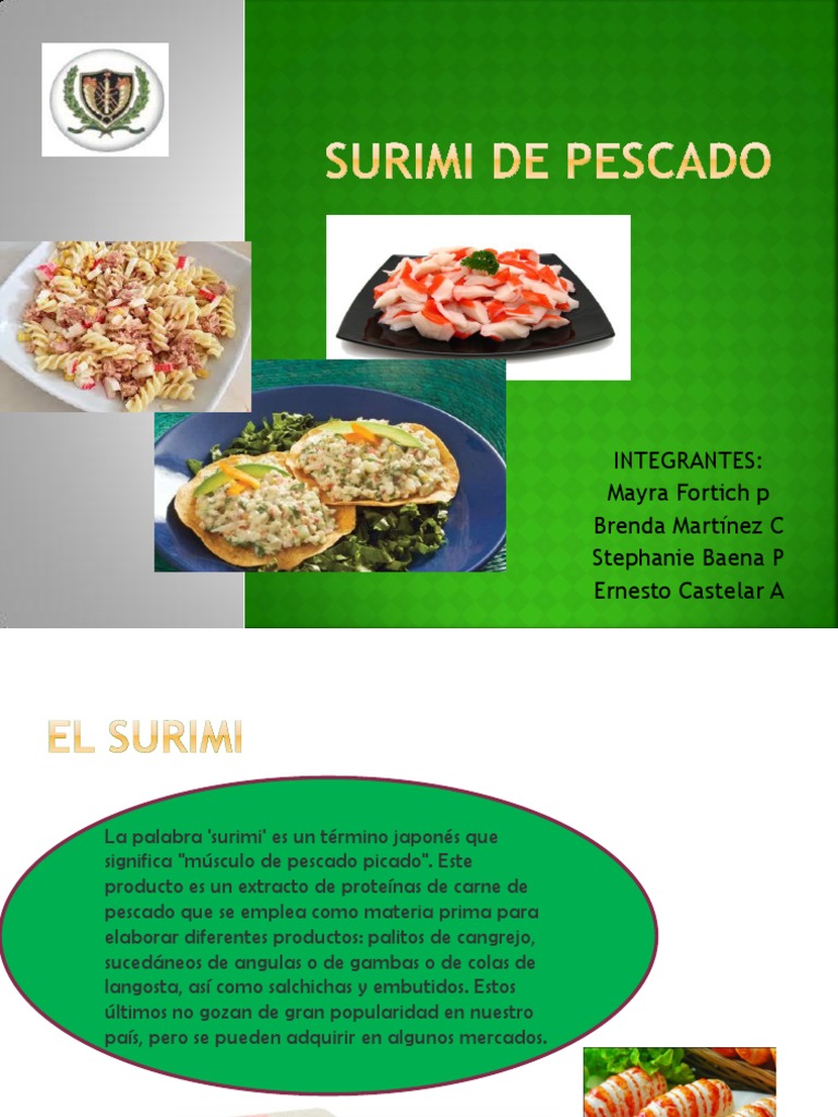 Surimi: proceso de elaboración | PDF | Pescado como alimento | Carne