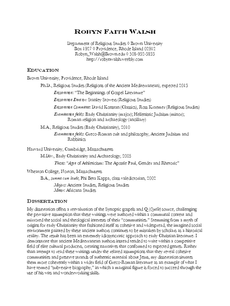 Robyn Faith Walsh CV 2013 | PDF | Early Christianity | Religious Studies