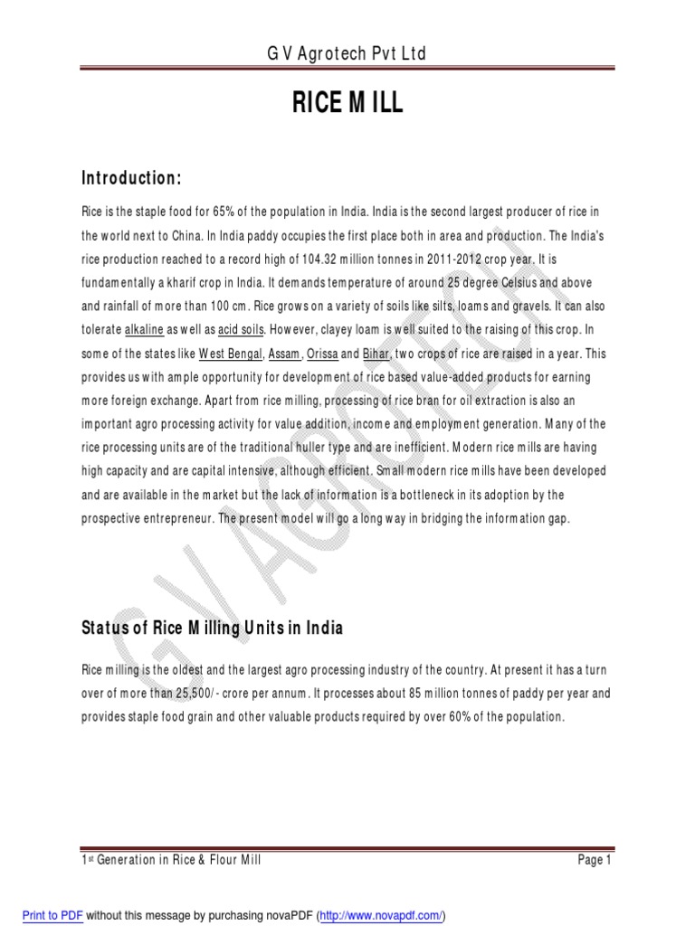 Rice Mill Project | Rice | Agriculture