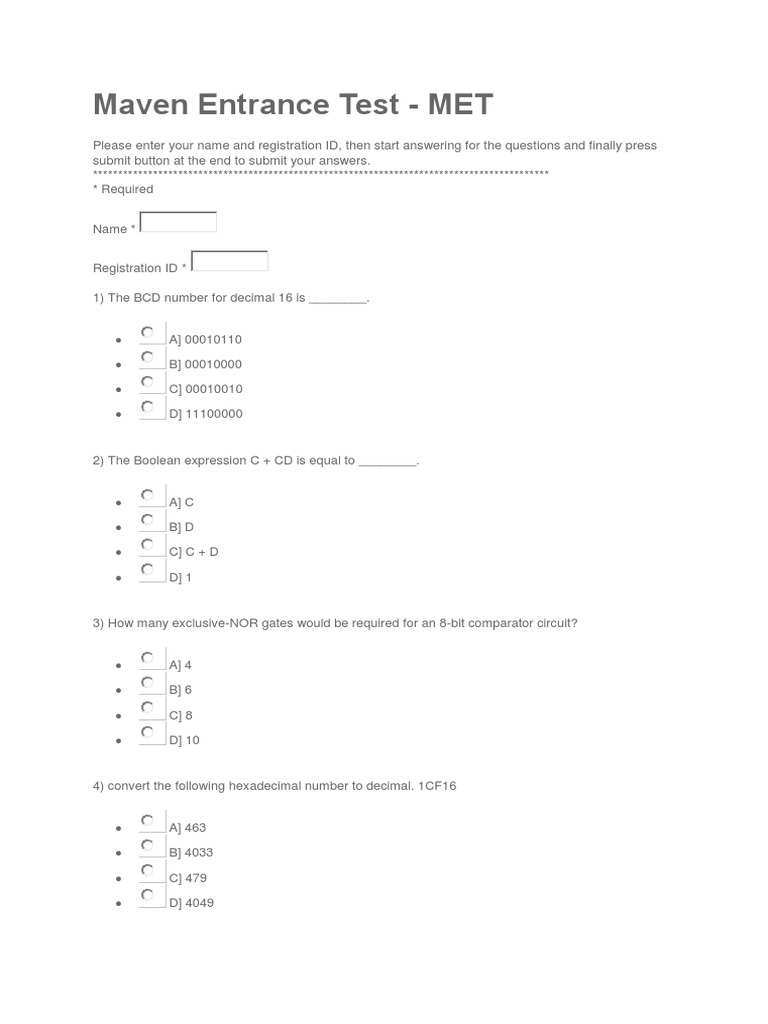 Maven Entrance Test | PDF | Integrated Circuit | Cmos