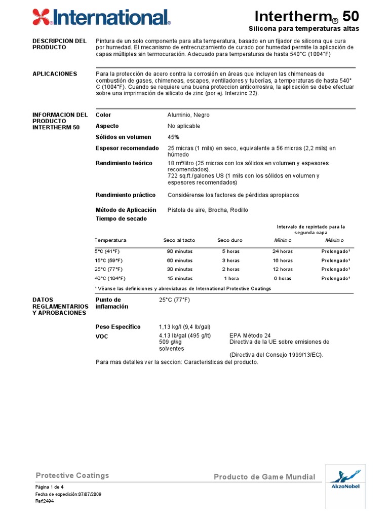 Intertherm 50 PDF | PDF | Zinc | Aluminio