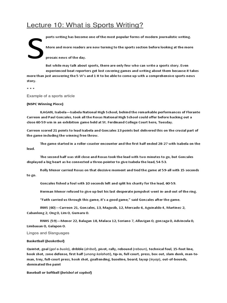Sports Writing Ball Games Sports
