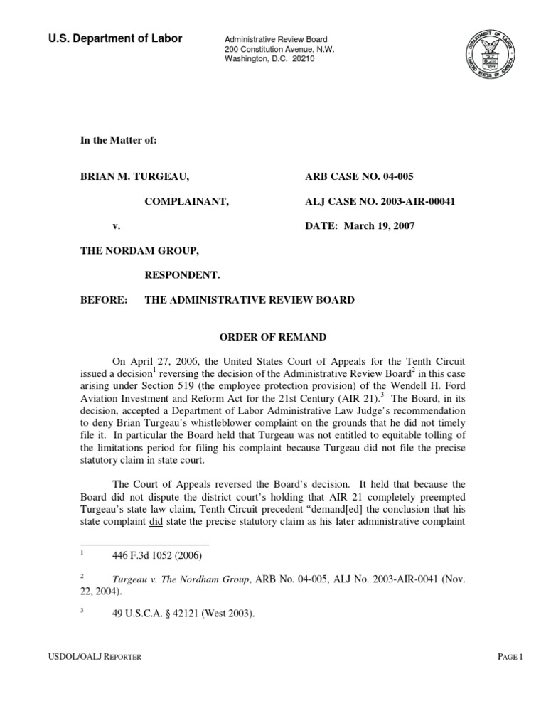Department of Labor: 04 005A | PDF | Administrative Law Judge | United ...