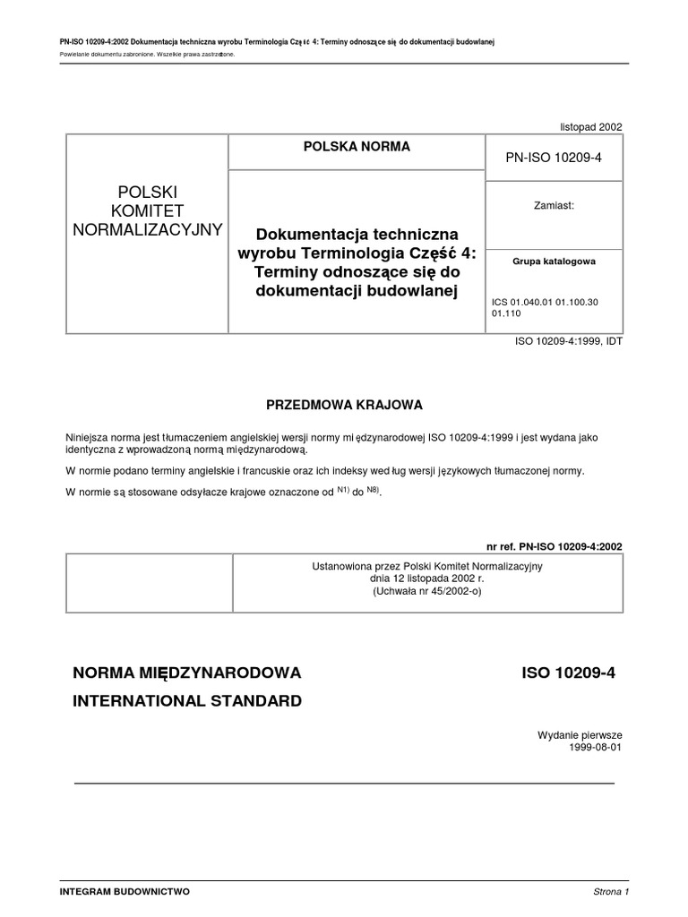 PN-IsO 10209-4 - 2002.dokumentacja Techniczna Wyrobu - Terminologia ...