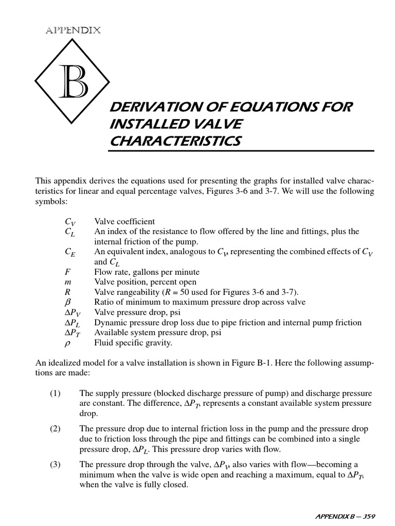 Derivation of Equations For Installed Valve Characteristics: Appendix | Download Free PDF ...
