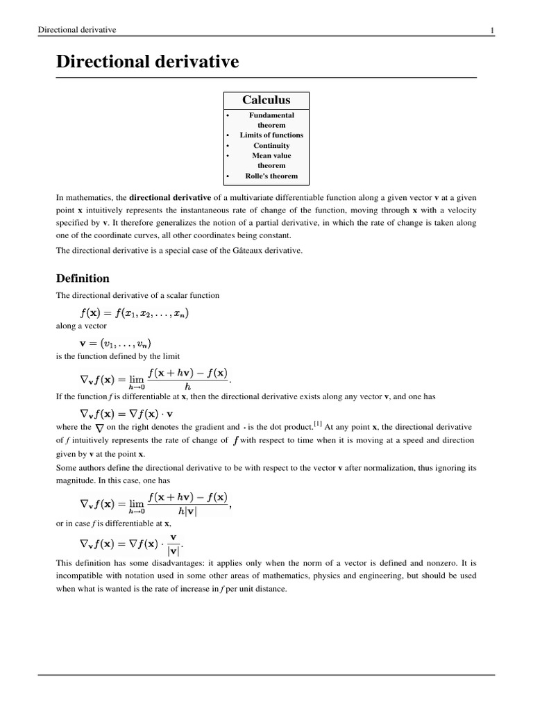Directional Derivative | PDF | Derivative | Functions And Mappings