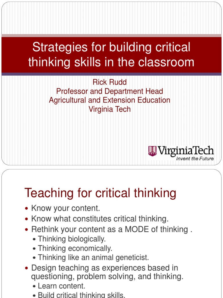 Strategies For Building Critical Thinking Skills in The Classroom ...