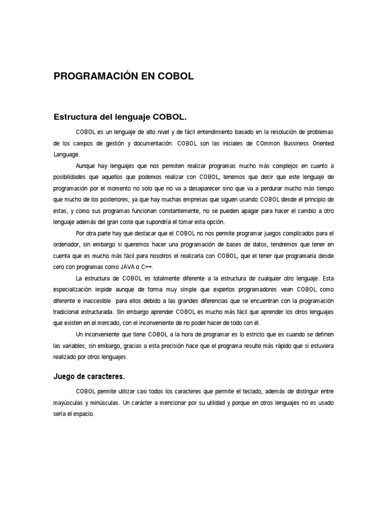 Introducción a la Programación en COBOL | PDF | Programa de computadora ...