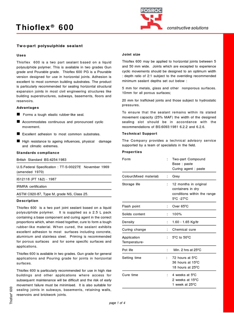 Thioflex 600: Two-part polysulphide sealant