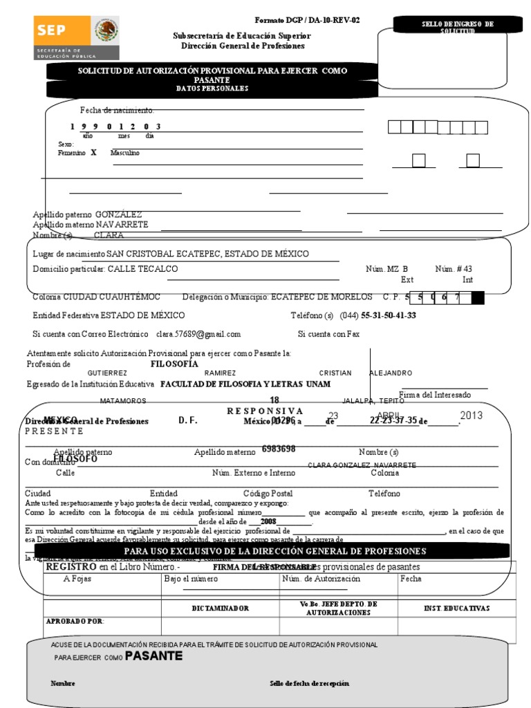 Sol Ejer Pasante | PDF | Certificado de nacimiento | Gobierno