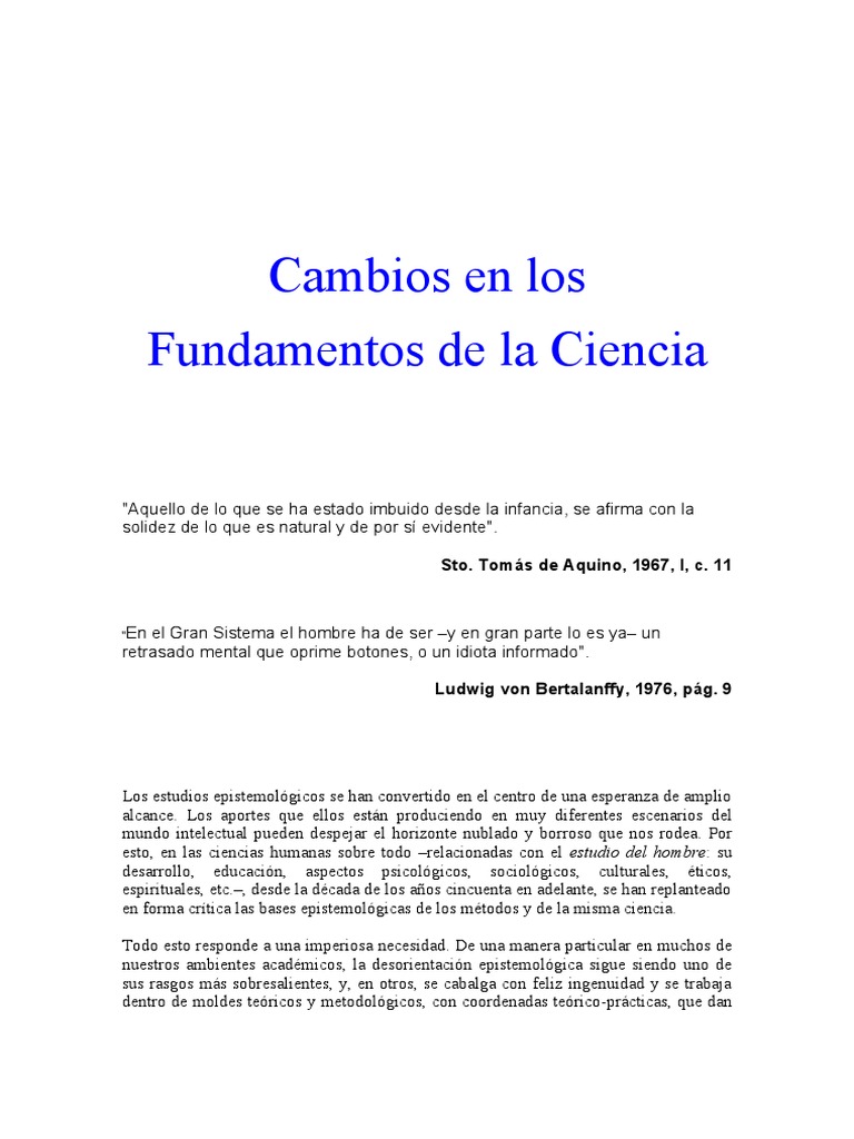 Cambios en Los Fundamentos de La Ciencia | PDF | Paradigma | Conocimiento Cambios en Los Fundamentos de La Ciencia | PDF | Paradigma | Conocimiento