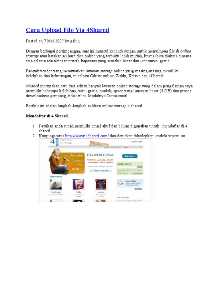 Cara Upload File Via 4shared | PDF