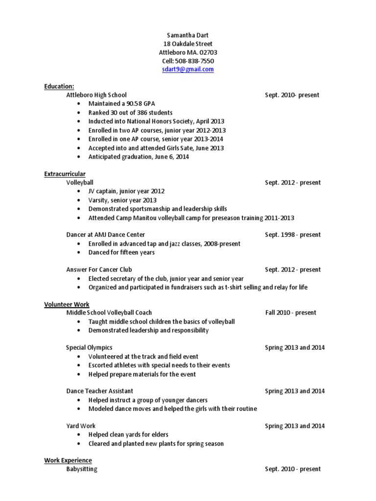 Samantha Dart Resume | PDF