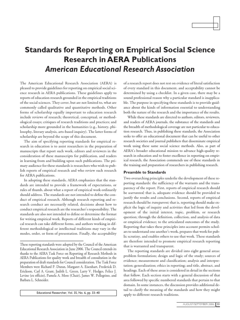 Standards From AERA | PDF | Data Analysis | Statistics