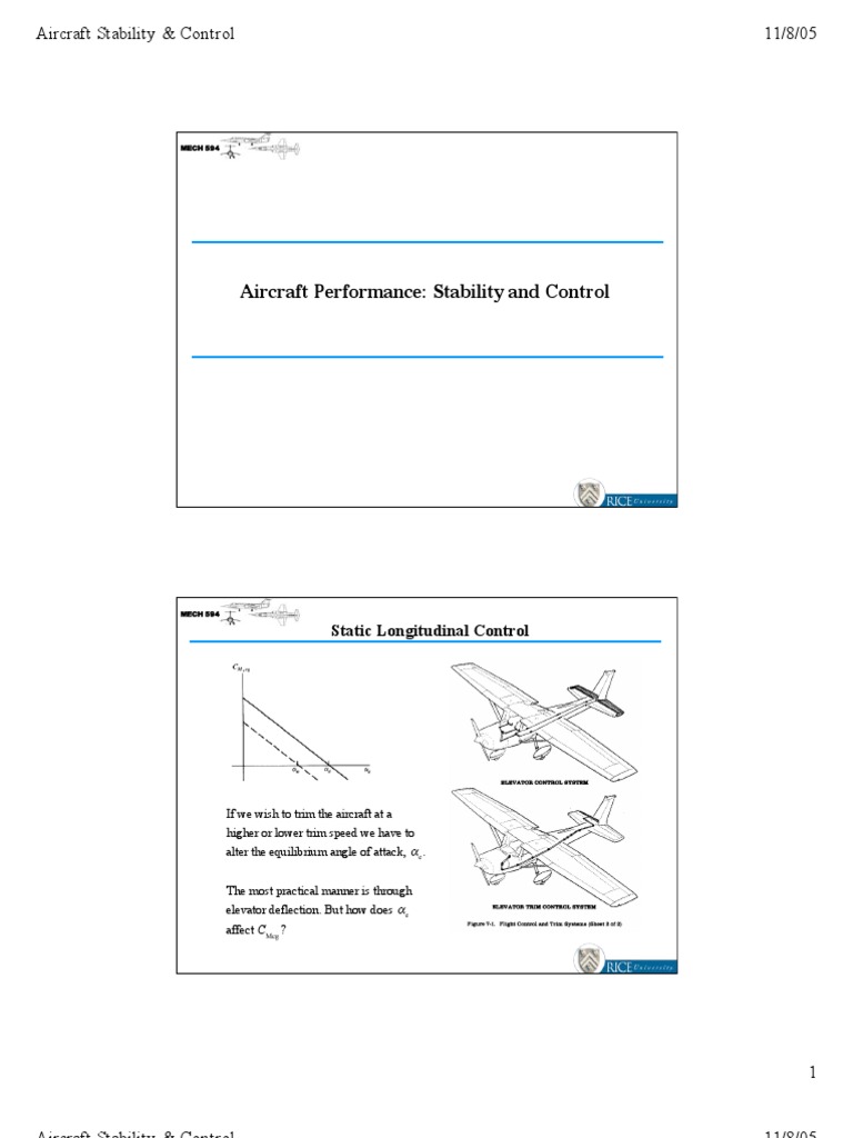 Aircraft Stability and Control Overview | PDF | Flight Dynamics (Fixed ...