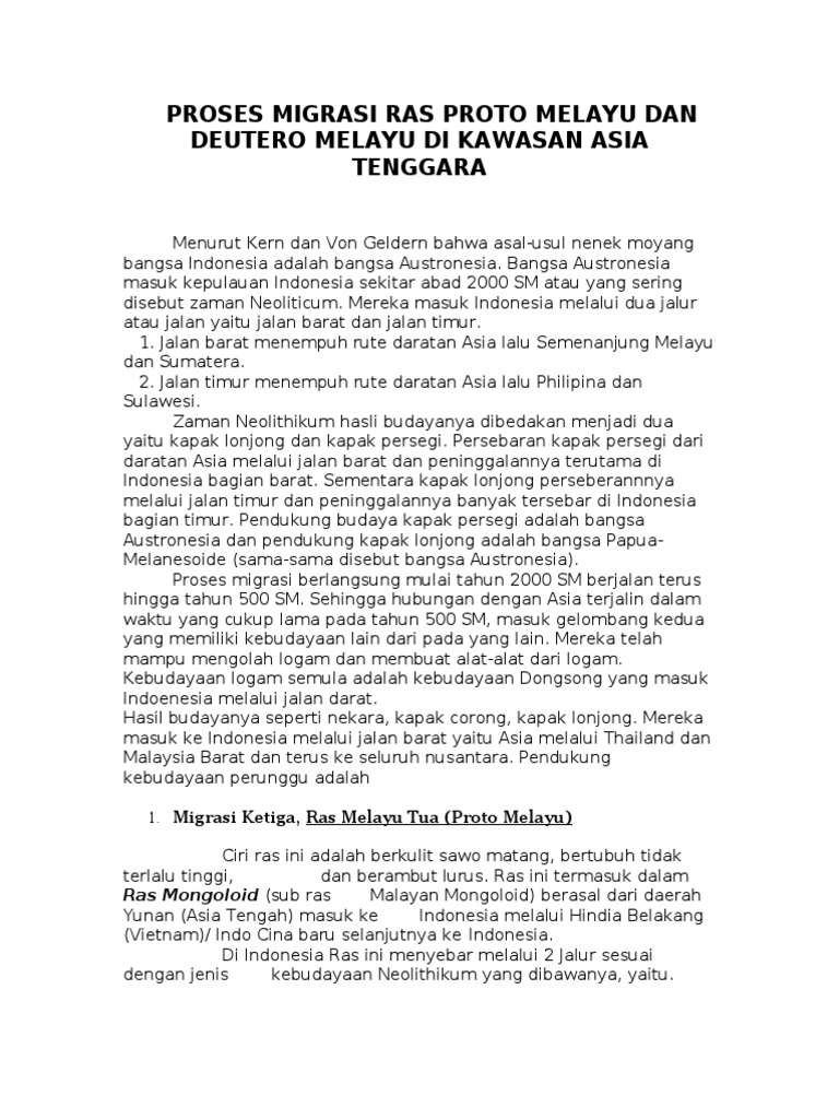 THE MIGRATION OF PROTO-MALAY AND DEUTERO-MALAY RACES IN SOUTHEAST ASIA ...