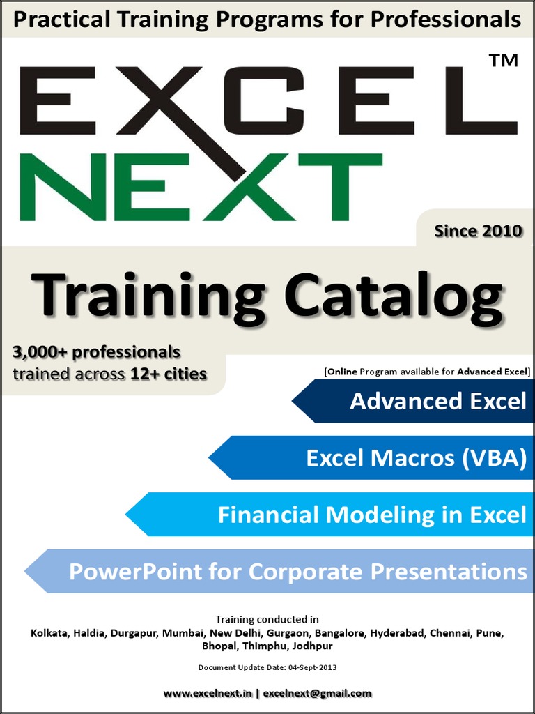 Excel Next - Training Directory | PDF | Microsoft Excel | Data Analysis