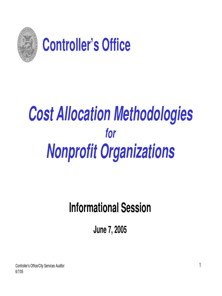 Controller's Office: Cost Allocation Methodologies Nonprofit ...