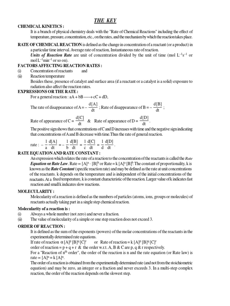 Understanding Chemical Kinetics: Rates of Reactions, Reaction Orders ...