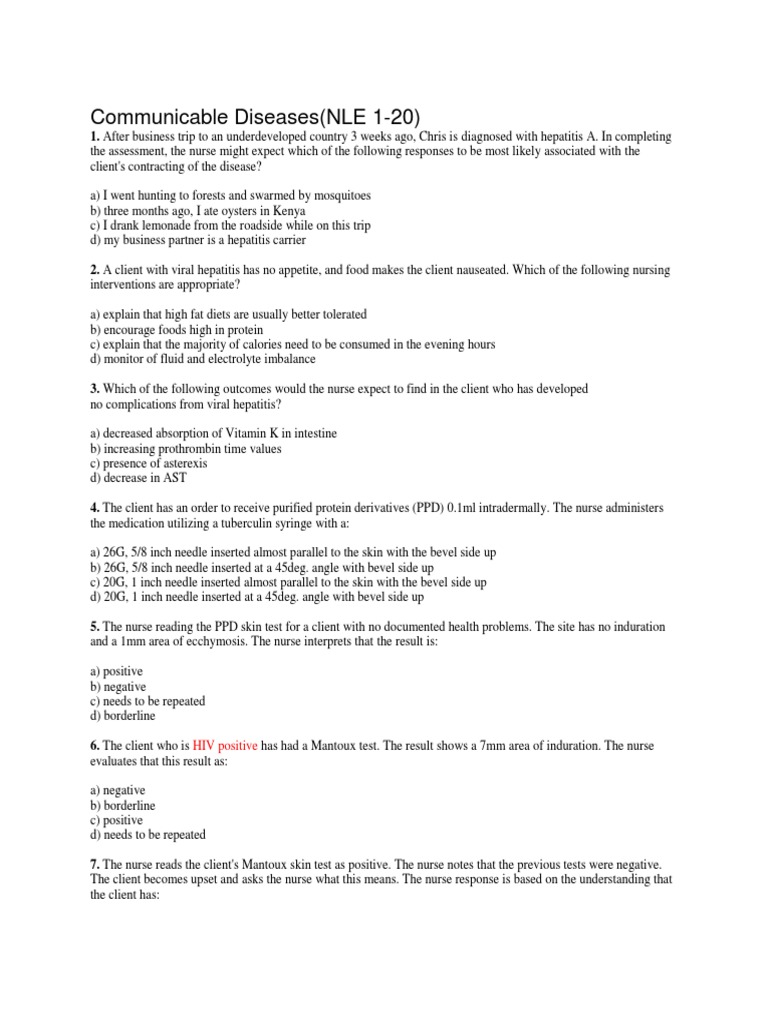 Communicable Diseases Exams | PDF | Tuberculosis | Medical Specialties