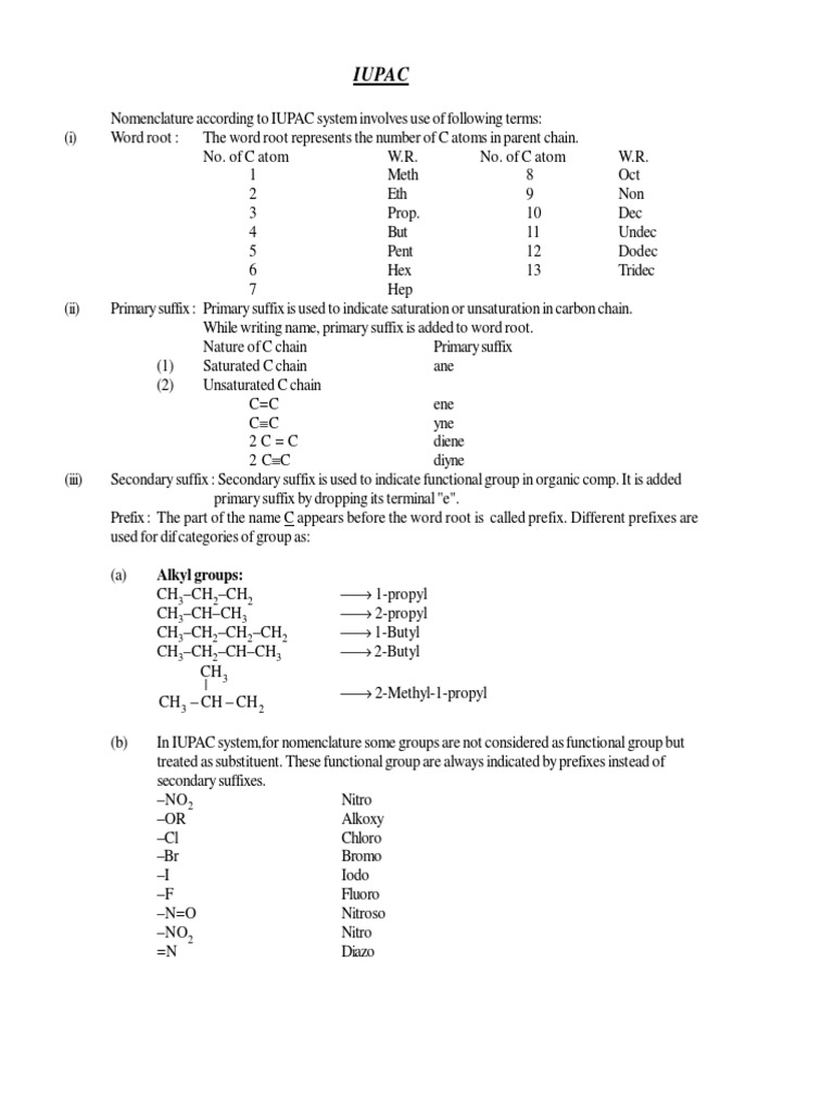 IUPAC Nomenclature Guide and Rules | PDF | Functional Group | Alkane