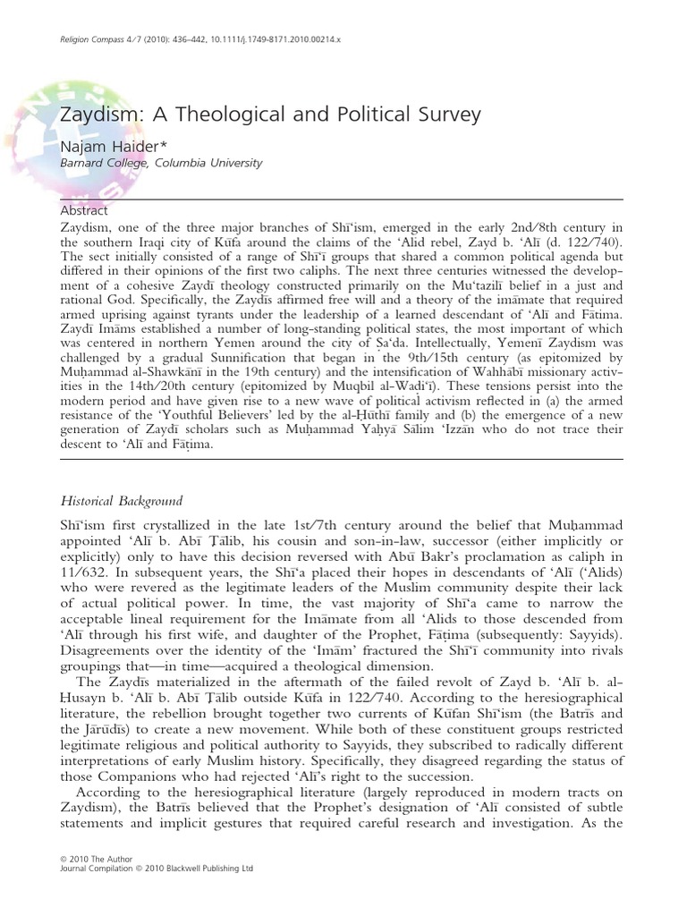 Zaydism: A Theological and Political Survey | PDF | Prophets And ...