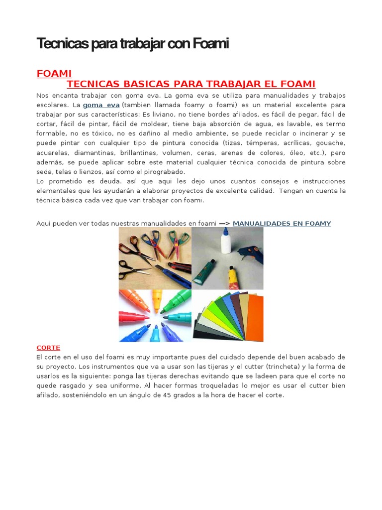 Tecnicas Para Trabajar Con Foami Pdf Medios De Arte El Hombre