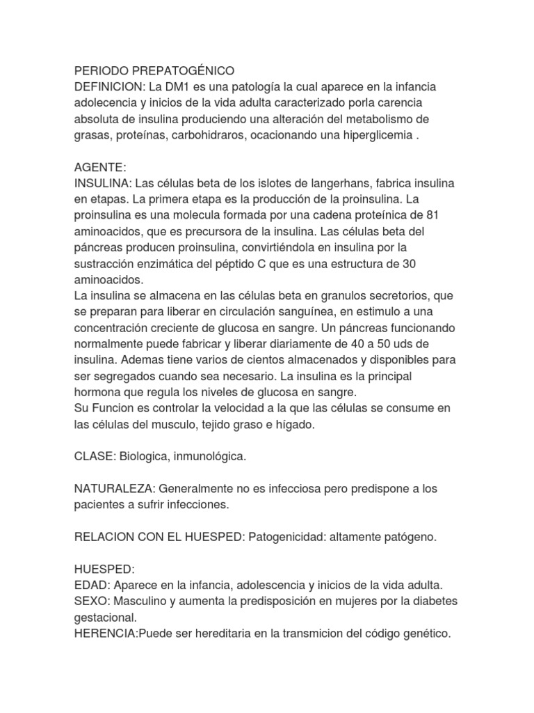 Periodo Prepatogénico | PDF | Páncreas | Diabetes mellitus