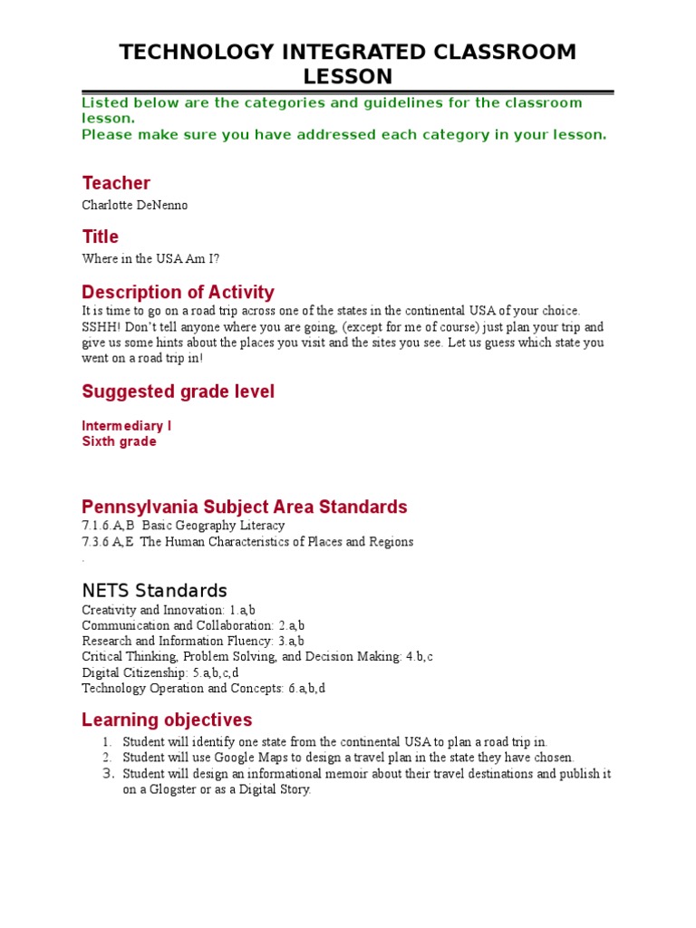 Road Trip Lesson Plan | PDF | Scrapbooking | School Library