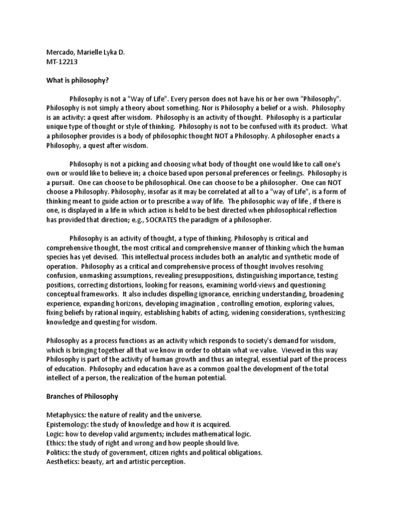 Understanding Philosophy and Its Branches | PDF | Epistemology | Thought