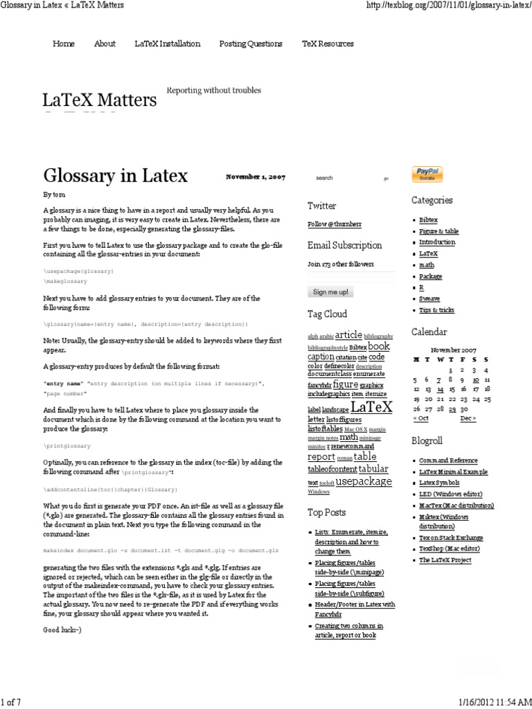 Glossary in Latex | PDF | Te X | Command Line Interface