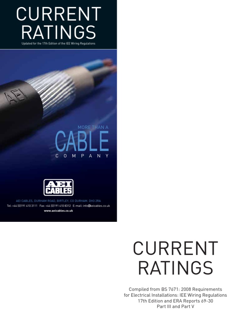 Current Ratings | Electrical Wiring | Cable