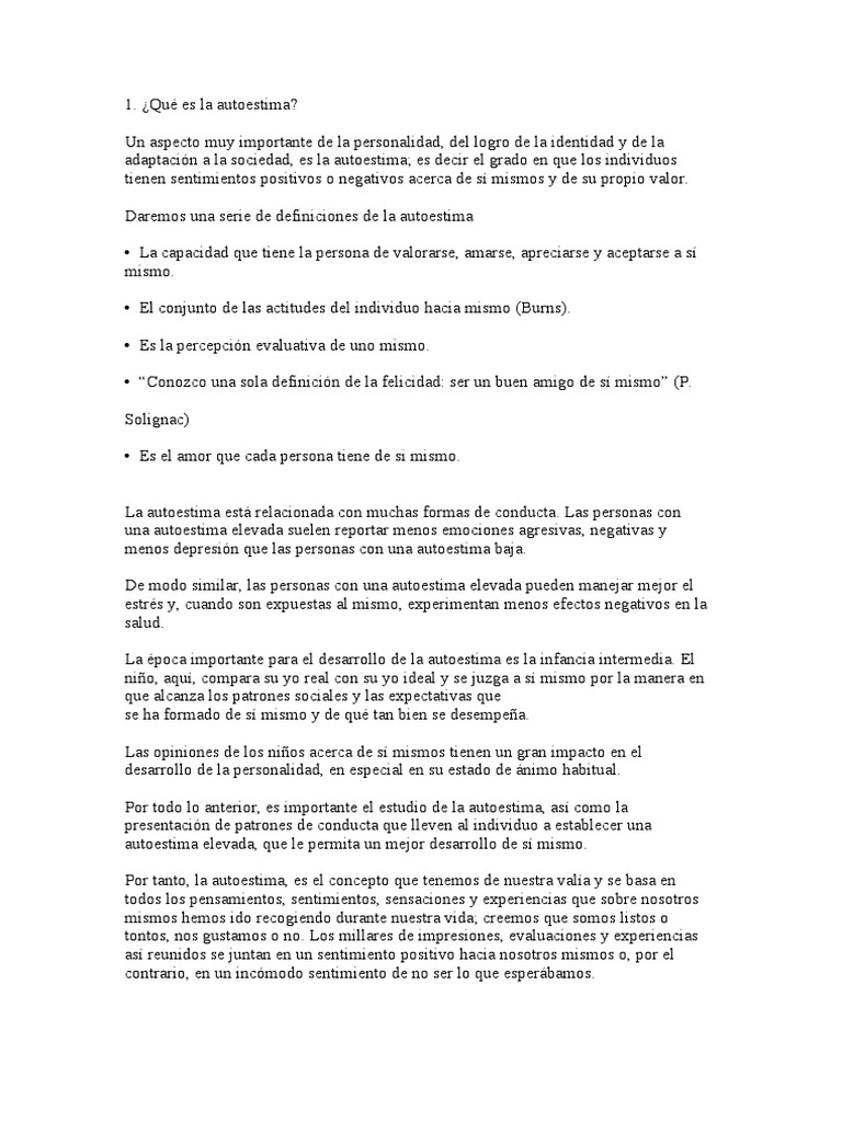 Autoestima Texto Completo Draft | PDF | Autoestima | Toma de decisiones