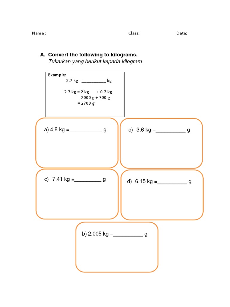 Kilogram to Gram Conversion Exercises | PDF | Science & Mathematics