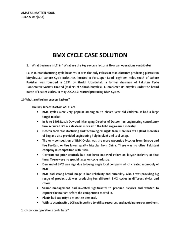 BMX Cycles Case Solution | PDF | Pakistan | Industries