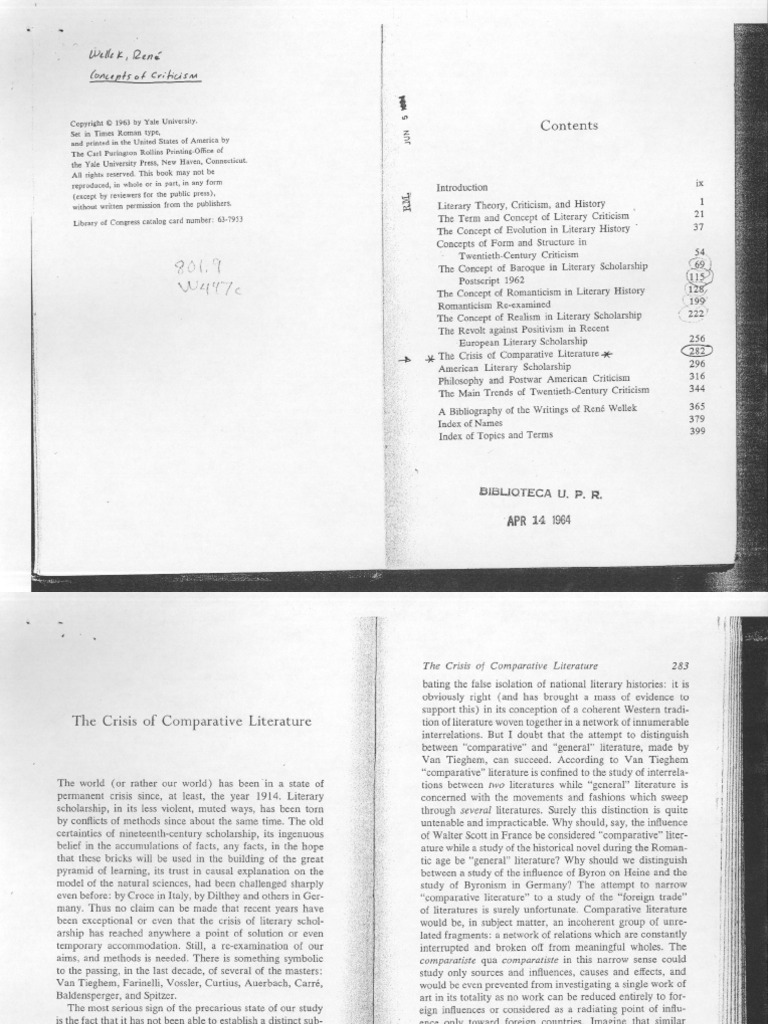 Wellek, Rene-The Crisis in Comparative Literature | PDF