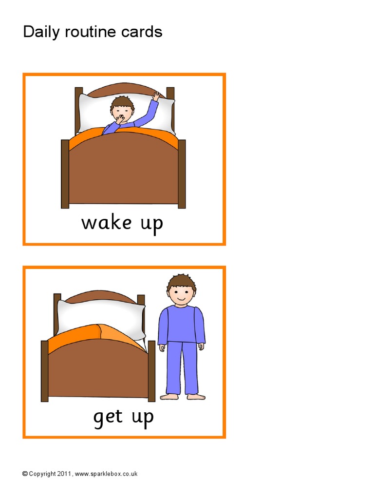 Wake Up: Daily Routine Cards | PDF | Cooking, Food & Wine | Law
