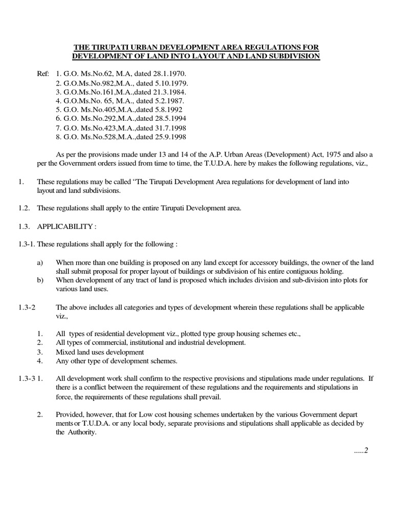 Tirupati Land Development Regulations | PDF | Land Lot | Deed