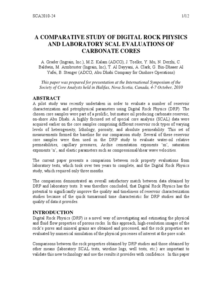 A Comparative Study of Digital Rock Physics and Laboratory Scal ...