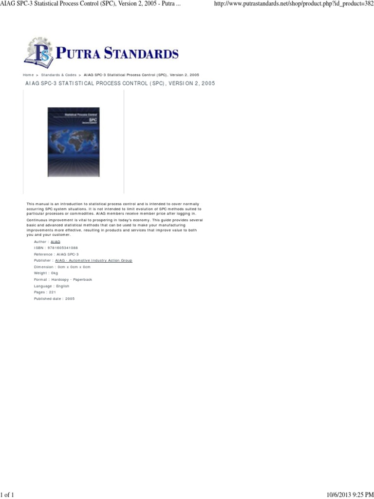 AIAG SPC-3 Statistical Process Control (SPC), Version 2, 2005 - Putra ...